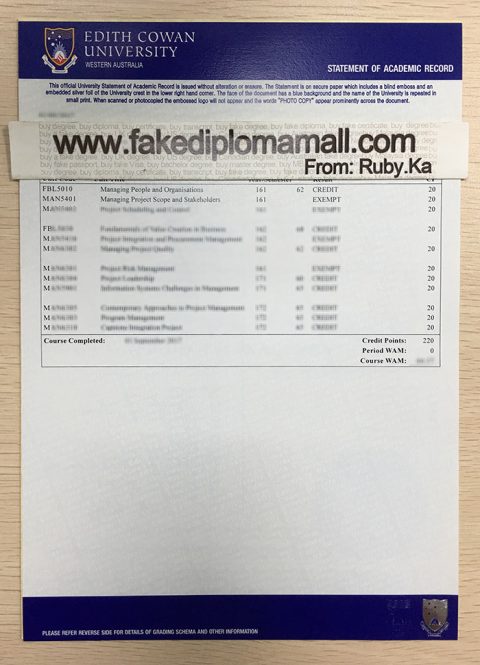 ECU Fake Transcript, Edith Cowan University Ttranscript Sample | Best ...